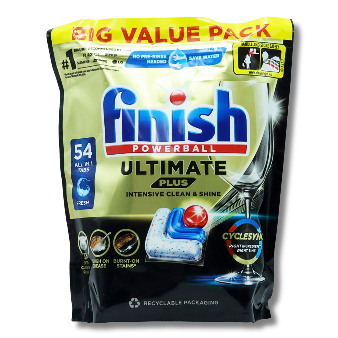 Finish Powerball Ultimate Plus Dishwasher Capsules 54pk – Flekkfritt.no